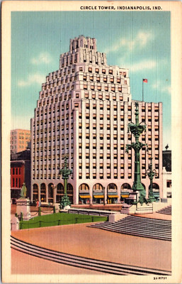 Postcard Indianapolis Indiana Circle Tower Overlooking Monument Circle ...