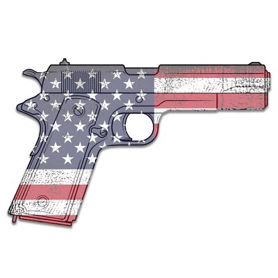 American US Flag Colt 45 Gun Sticker Pistol USA Car Window Bumper ...