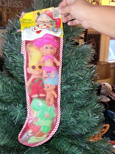 Retro Vintage 17" Mesh Net Christmas Stocking W/ Vintage Trolls | eBay