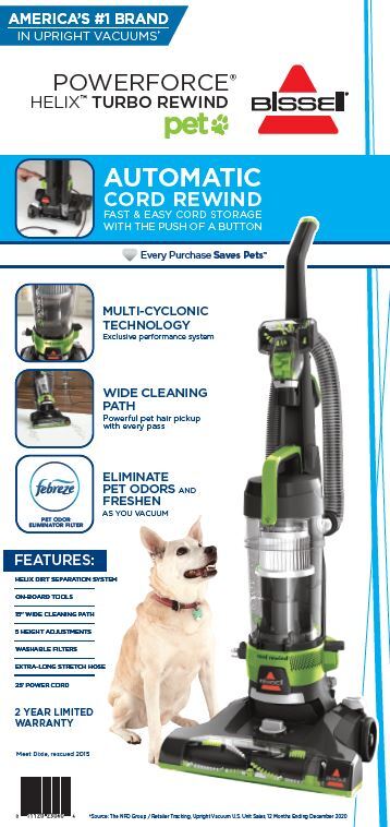 Power Force Helix Turbo Rewind Bagless Vacuum Cleaner 1797 Lightweight ...