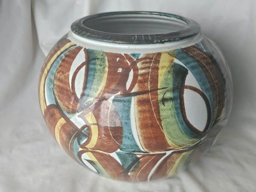 Very Large Aldermaston edgar campden colourful studio pottery vase ...