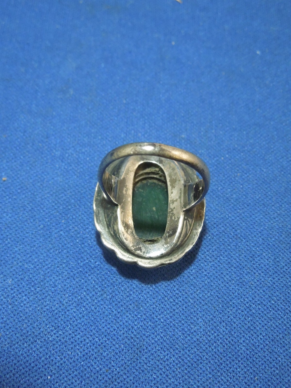 Vintage Sterling Silver 3 Stone Necklace Stamped "925 RJ" & Green Ring ...