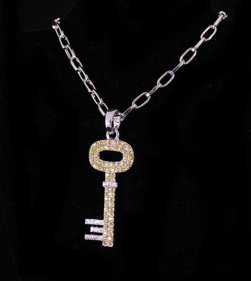KEY PENDANT NECKLACE CHOKER AUSTRIAN CRYSTAL CHAIN -C | eBay