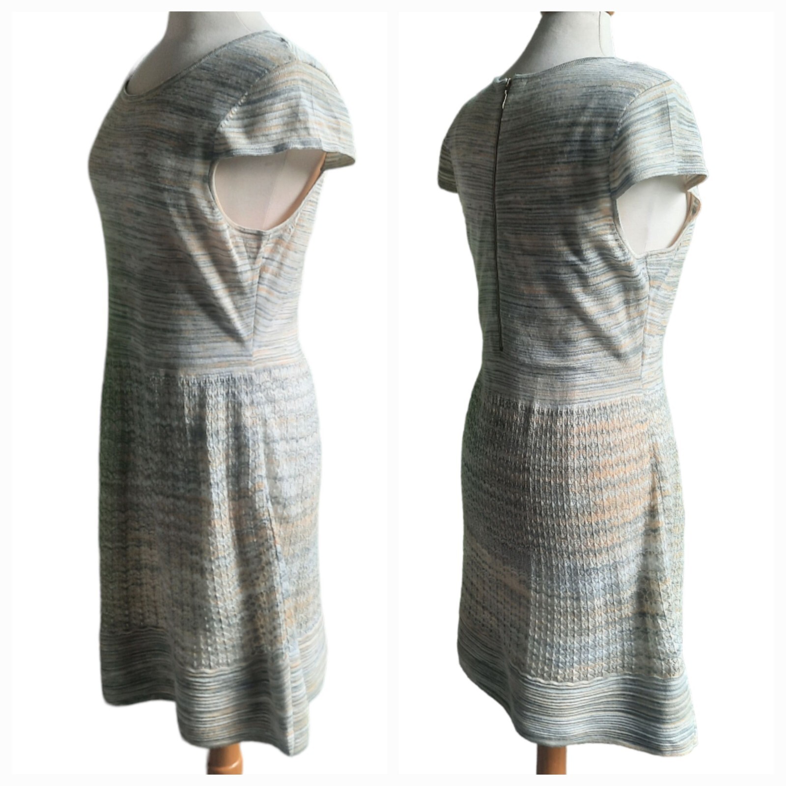 CYNTHIA ROWLEY Fit & Flared Cap Sleeve Space Dyed Knit Dress Sz XL ...