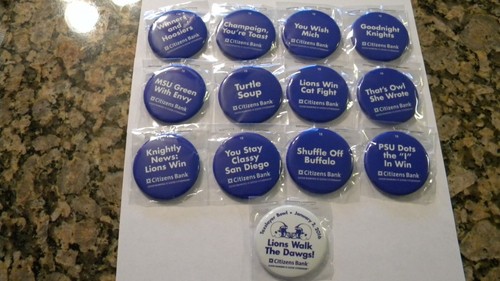 2015 PENN STATE CITIZENS BANK COMPLETE FOOTBALL SLOGAN BUTTON/PIN SET ...