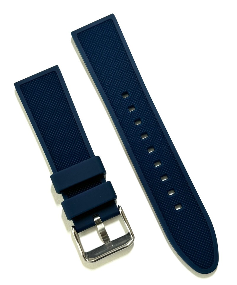 Original Bulova 22mm 98A288 BLUE Rubber Watch Band Strap with Silver ...
