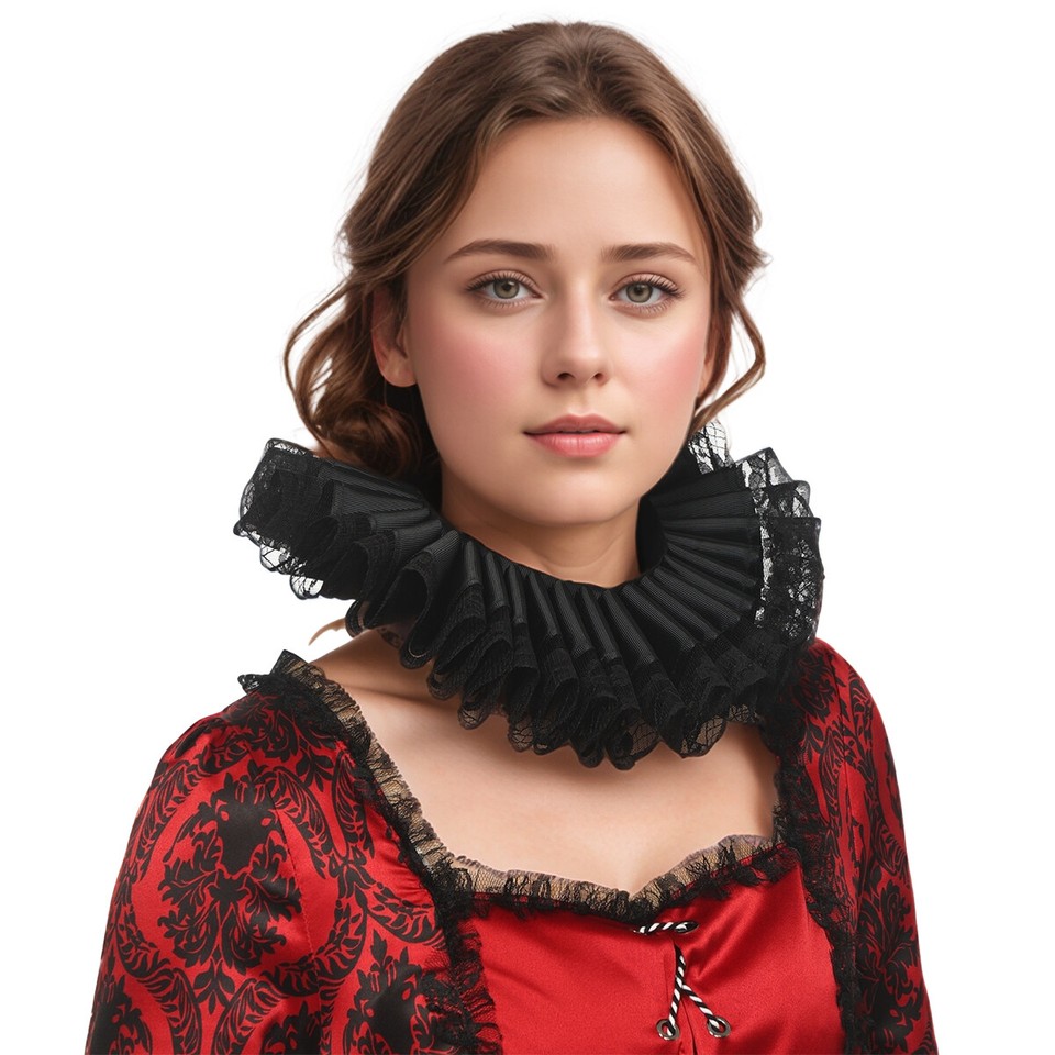 Elizabethan Ruff Collar Victorian Glitter Ruff Collar Renaissance Neck ...