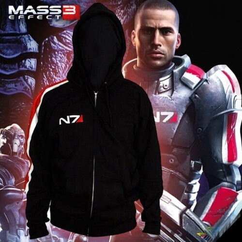 Mass effect John·Shepard N7 Cosplay Black Jacket Costume Coat Hoodie ...