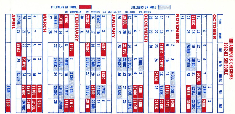 1982-83 INDIANAPOLIS CHECKERS HOCKEY POCKET SCHEDULE - UNFOLDED | eBay