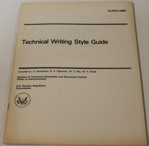 U.S. Nuclear Regulatory Commission NUREG-0650 Technical Writing Style ...
