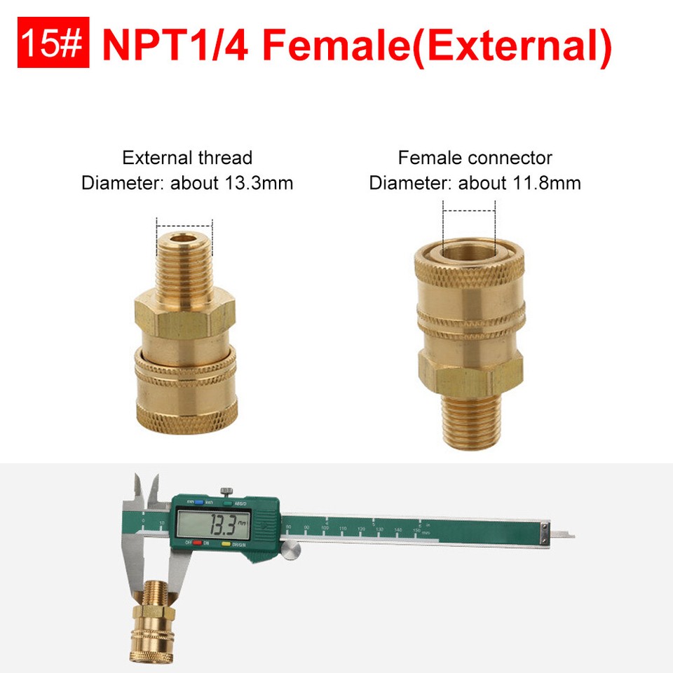 M14 M22 Adapter High Pressure Washer Gun Hose Pipe Quick Connector ...