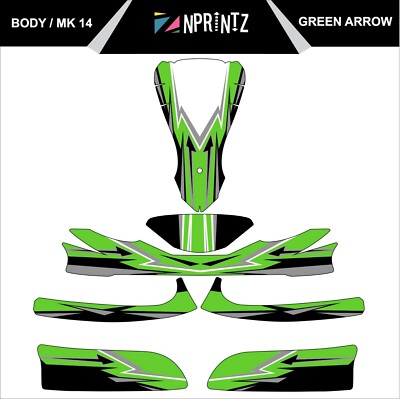 MK 14 GREEN ARROW FULL KART STICKER KIT - KARTING - OTK - EVK-CADET ...