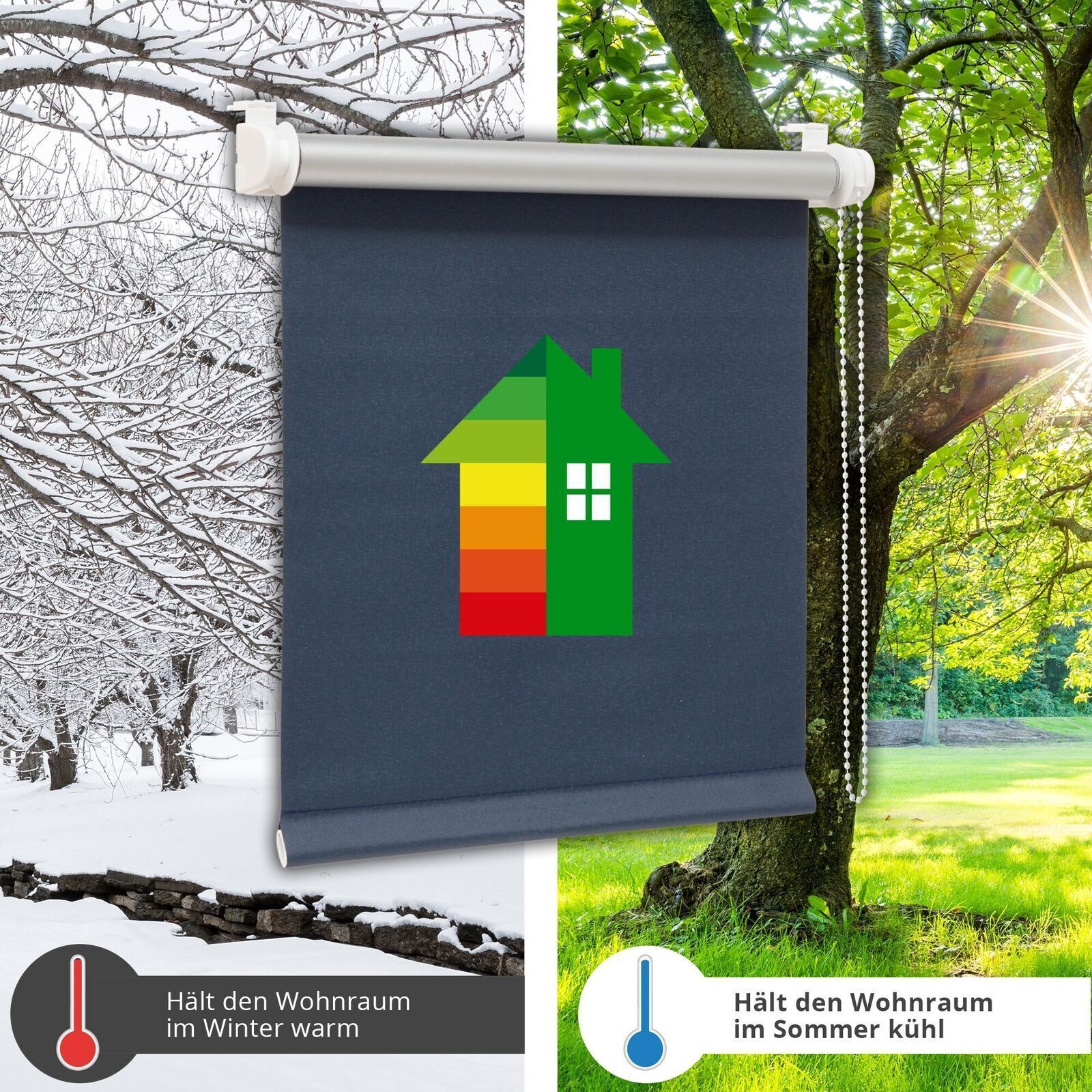 Thermorollo Verdunkelungsrollo Rollo Klemmfix ohne Bohren Fenster Tür ...