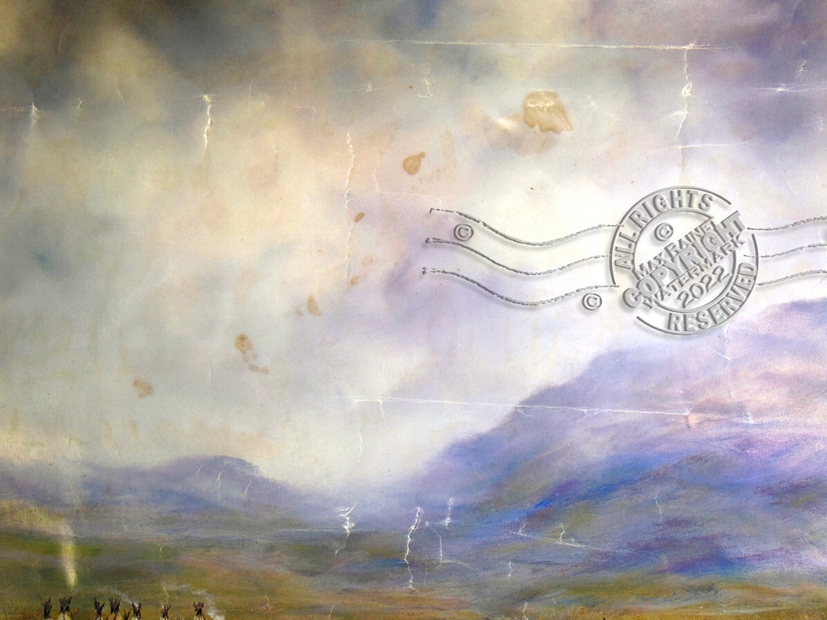 Duane Armstrong 1980 High Camp * SIGNED A/P American Indian Landscape w ...