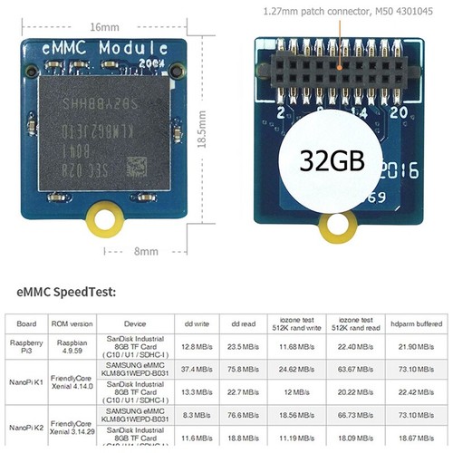 EMMC Module 16GB with Micro Turn EMMC Adapter T2 for NanoPi / PC ...