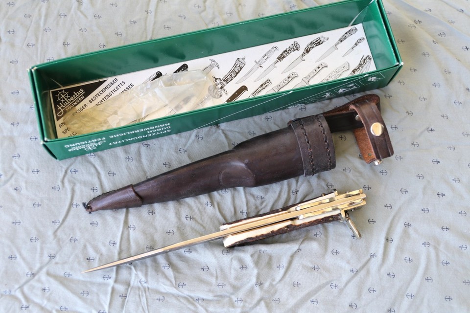 N.O.S Vintage Hubertus Pig Sticker folding Bowie Knife Germany -Manual ...