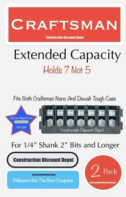 2 Pack EXTENDED CAPACITY Craftsman Bit Holder Compatible with Tough ...