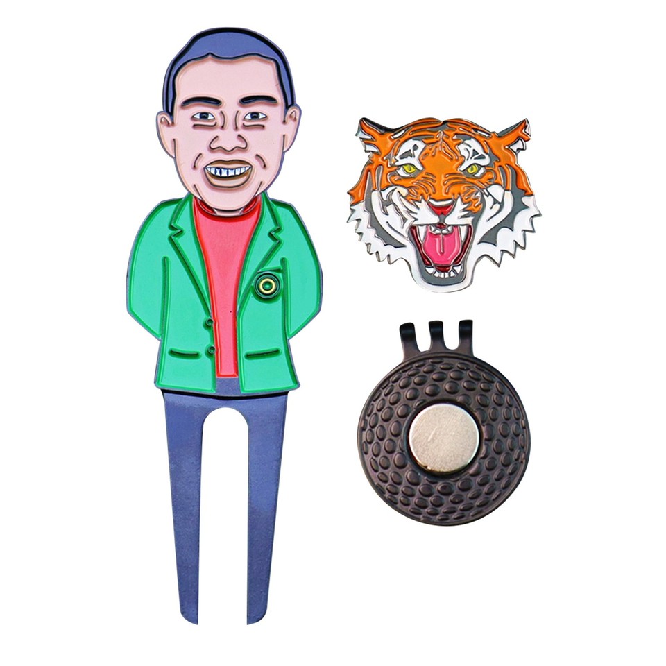Golf Divot Tool Ball Marker Hat Clip Set Tiger Golf Hat Clip Golf Gift ...