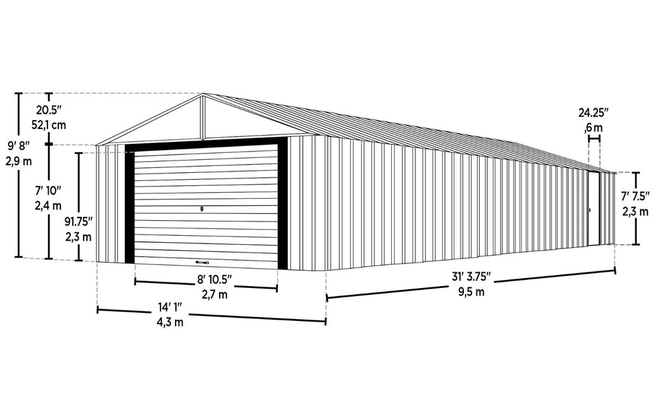 Arrow Murryhill 14 x 31 Garage, Steel Storage Building, Pre Fab Storage ...