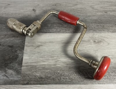 Vintage Ratcheting Hand Auger Brace & Bit Drill Wood Handle Grip ...