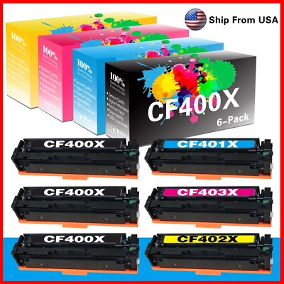 6 PK Toner Cartridge CF400X CF401X CF403X CF402X for Pro MFP M252n 277n ...