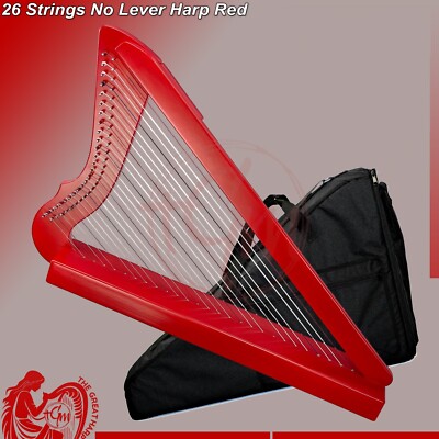 26 String Fullsicle Harp Red Lightweight No Lever Harp W Bag Tuning Key ...