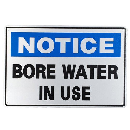 Notice Sign BORE WATER IN USE 20x30cm Metal Safe Garden Home Private ...
