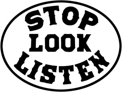 Stop Look Listen Railroad NEW 18" Wide DIECUT Sign USA STEEL XL Size | eBay