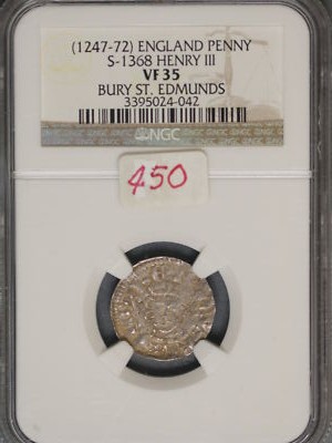 Great Britain 1247-72 Penny S-1368 NGC VF35 HENRY III BURY ST. EDMUNDS ...