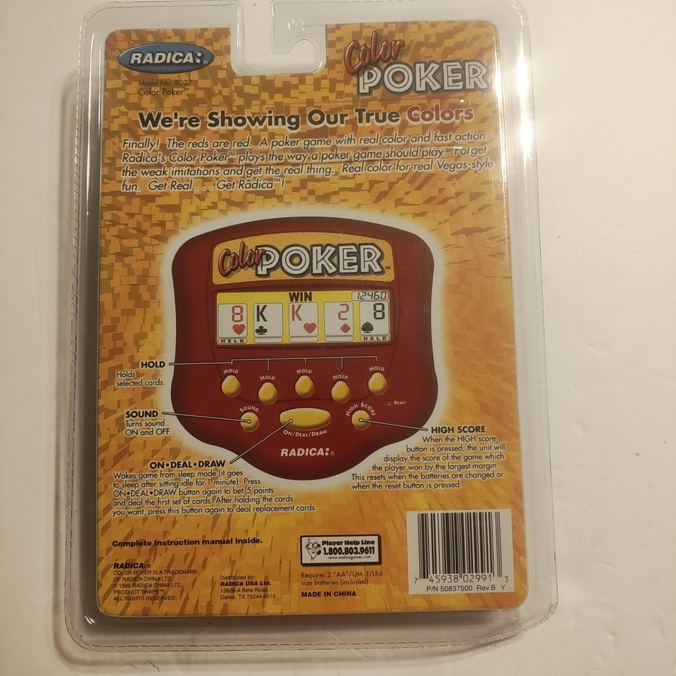 Mattel Radica Color Poker Handheld Electronic LCD Casino Game New ...