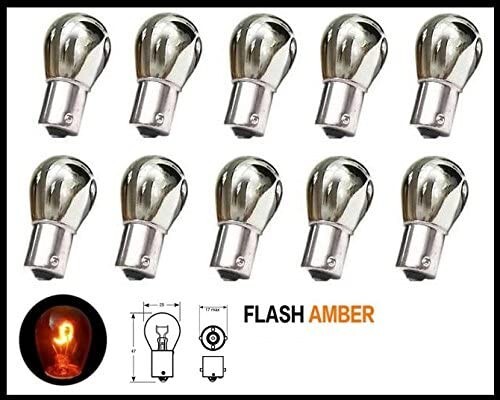 10x Chrome Silver Bulbs Bulb Opposite Pin Indicator Flash Orange Amber ...