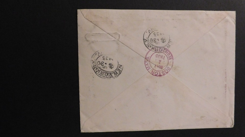 1935 Registered Mail Cover Makasser Netherlands Indies to Boston MA USA ...