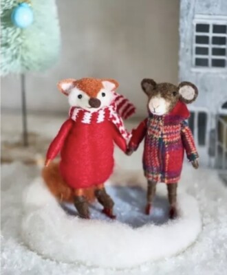 NEW Anthropologie Terrain Ice Skating Critters Felt Scene Winter ...