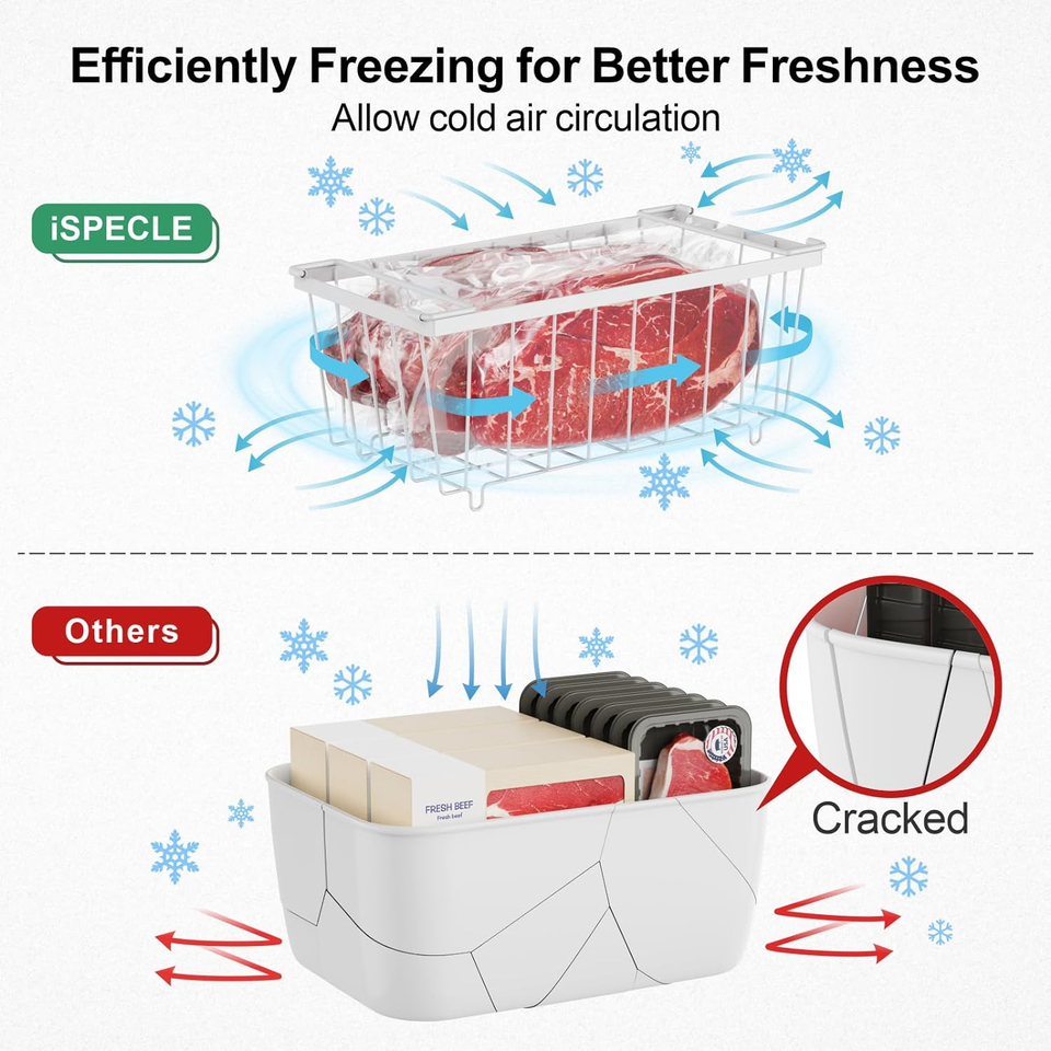 Chest Freezer Organizer - 4 Pack Stackable Freezer Organizer Bins for ...