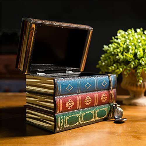 2 Pack Decorative Book Boxes Wooden Antique Book Decorations Vintage ...