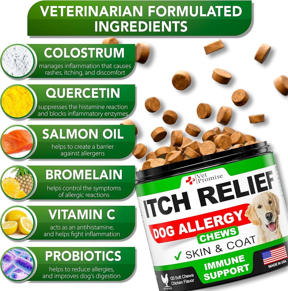 Dog Allergy Chews - Itch Relief for Dogs - Dog Allergy Relief - Anti ...