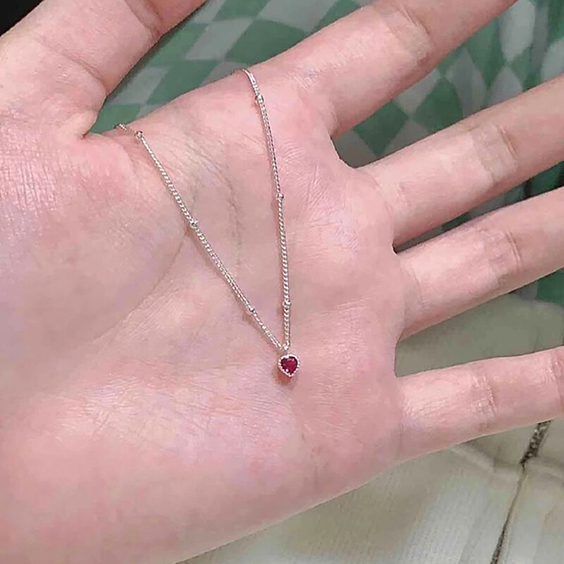 Love Necklace Small Mini Red Heart Pendant Simple Heart Shaped Collar ...