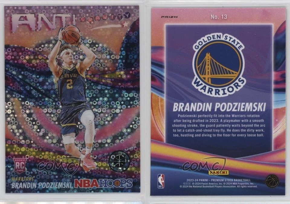 2023 NBA Hoops Premium Stock Disco Prizm Brandin Podziemski #13 Rookie ...