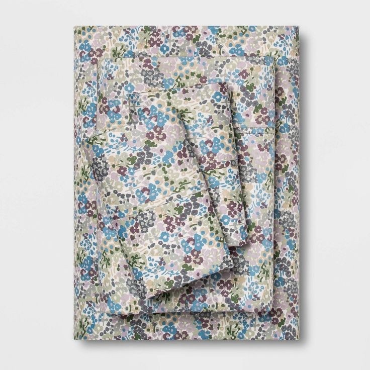 Threshold Queen Size Performance Sheet Set 100% Cotton Purple Floral ...