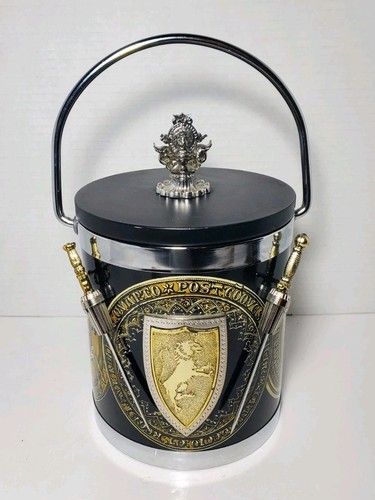 Vintage Plastic Knight Ice Bucket Black/Gold With Mini Swords | eBay