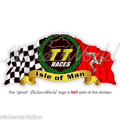 ISLE of MAN TT Races MANX Moto GP Racing 100mm (4") Bike-Helmet Sticker ...