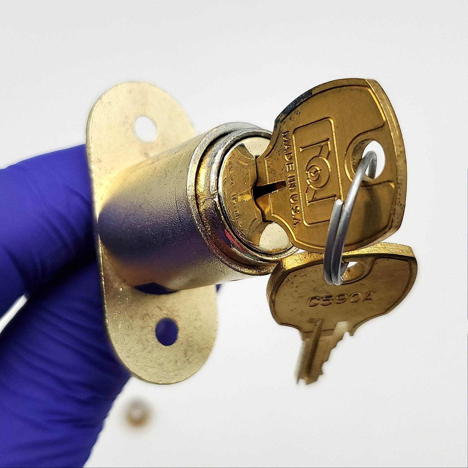 National Showcase Door Lock 5 Disc Tumbler 1" Plunger C8043 Dull Brass ...