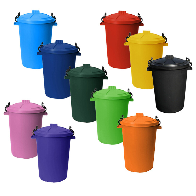 8L/25L/50L/80L Plastic Waste Storage Dustbin Rubbish Bin Kitchen/Garden ...