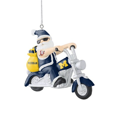Michigan Wolverines NCAA Santa Claus on Motorcycle Ornament | eBay