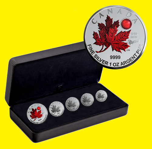 2020 Canada Pure Silver 5-Coin Maple Leaf Fractional Set RP70 First ...
