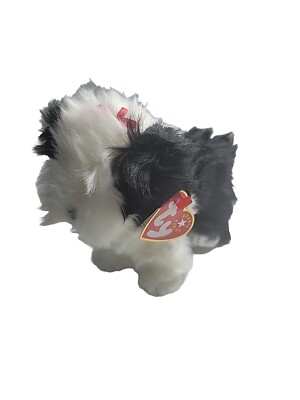 Ty Beanie Baby POOFIE the Dog Puppy New with Tags Black White Plush Toy ...