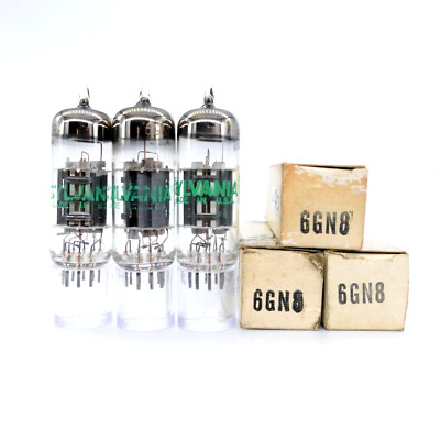 Three SYLVANIA 6GN8 Tubes NOS NIB Strong Triodes & Pentodes AMPLITREX ...