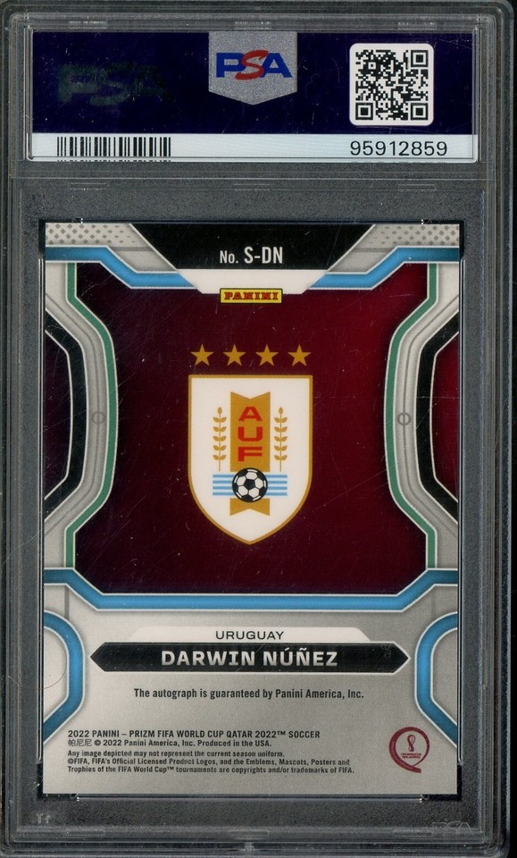 2022 Panini Prizm World Cup Soccer Darwin Nunez Uruguay PSA 10 PSA/DNA ...