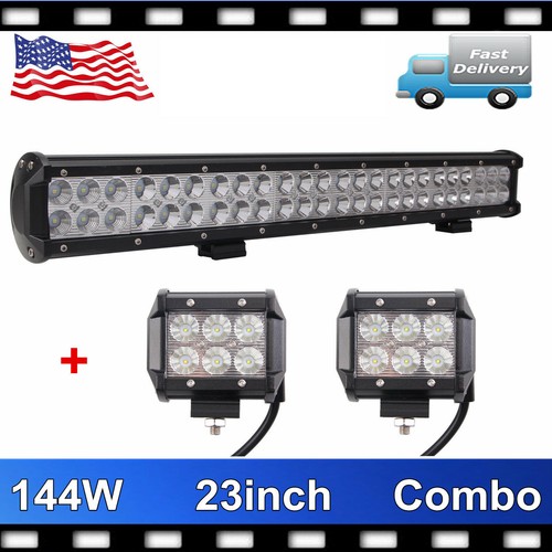 Barre lumineuse de travail LED 23 pouces 144 W spot inondation combo ...