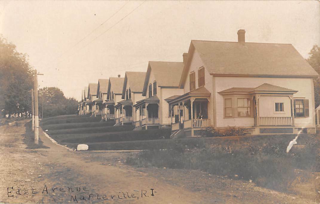 MAPLEVILLE, RI ~ EAST AVENUE, ROW OF HOMES, REAL PHOTO PC ~ c 1903-06 ...
